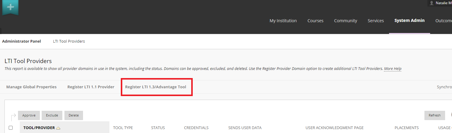 Blackboard: LTI 1.3 Tool Provider Setup – Credo Learning Tools