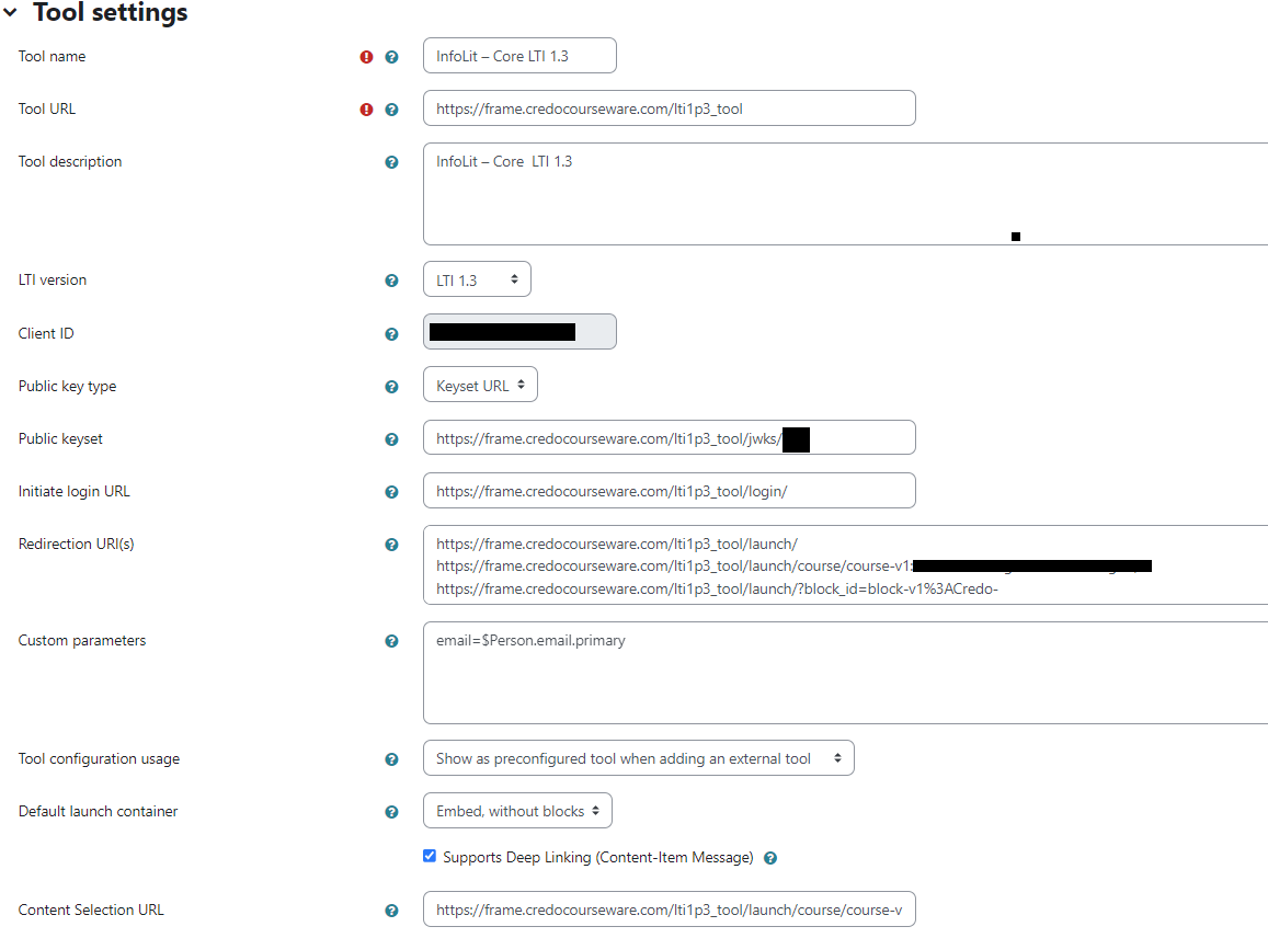 Moodle: LTI 1.3 Tool Provider Setup – Credo Learning Tools